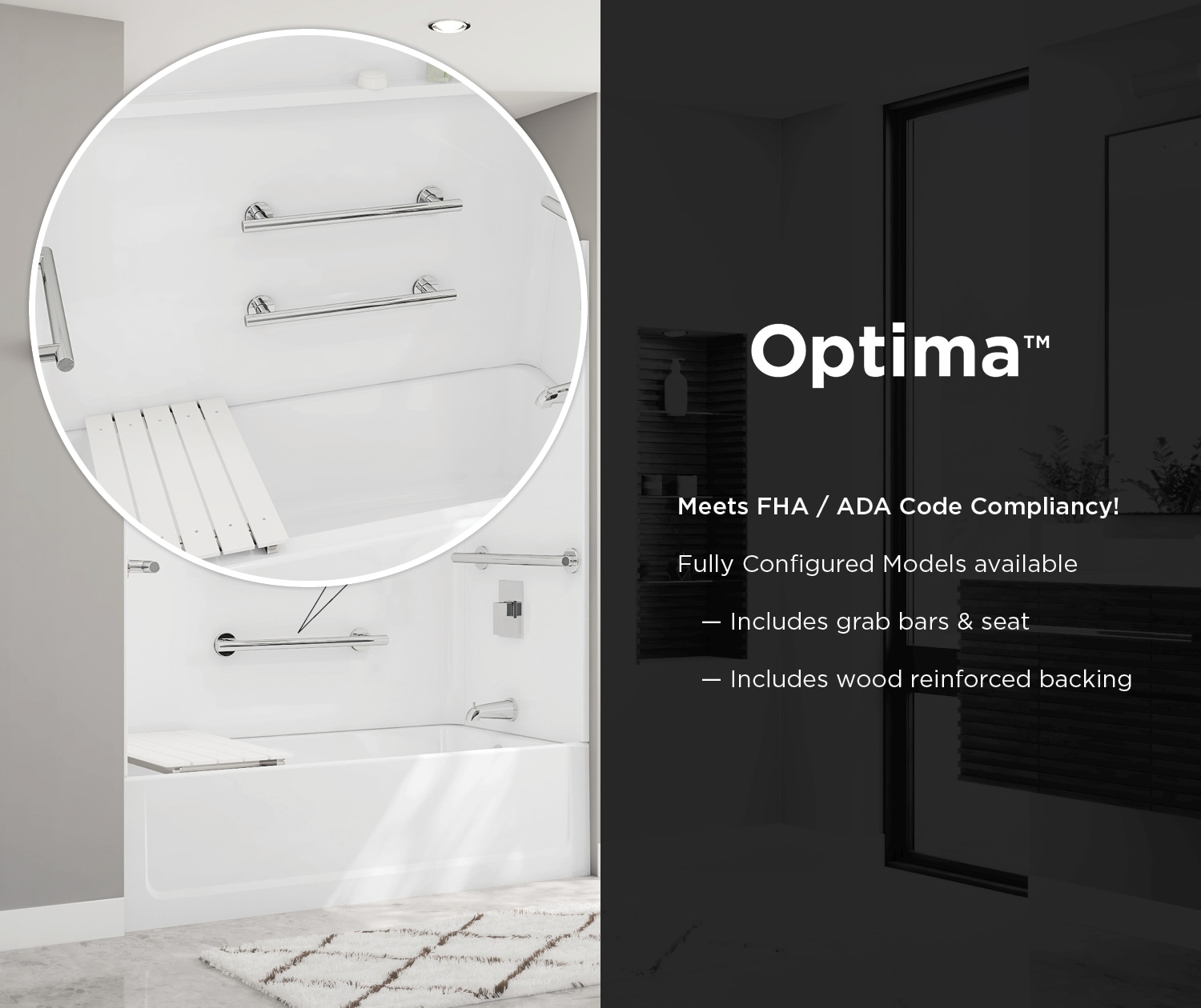OP6030TSRAF 60 x 30 Optima™ Alcove Right Hand Drain Five Piece Fully Configured Tub Shower in ...